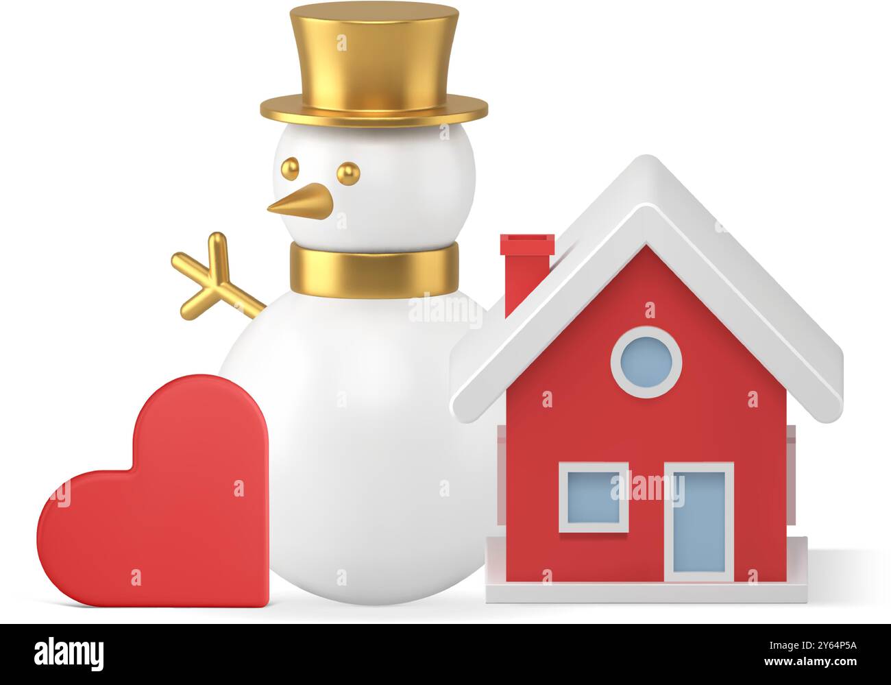 Premium Christmas tradition elements snowman and cozy winter hut house ...