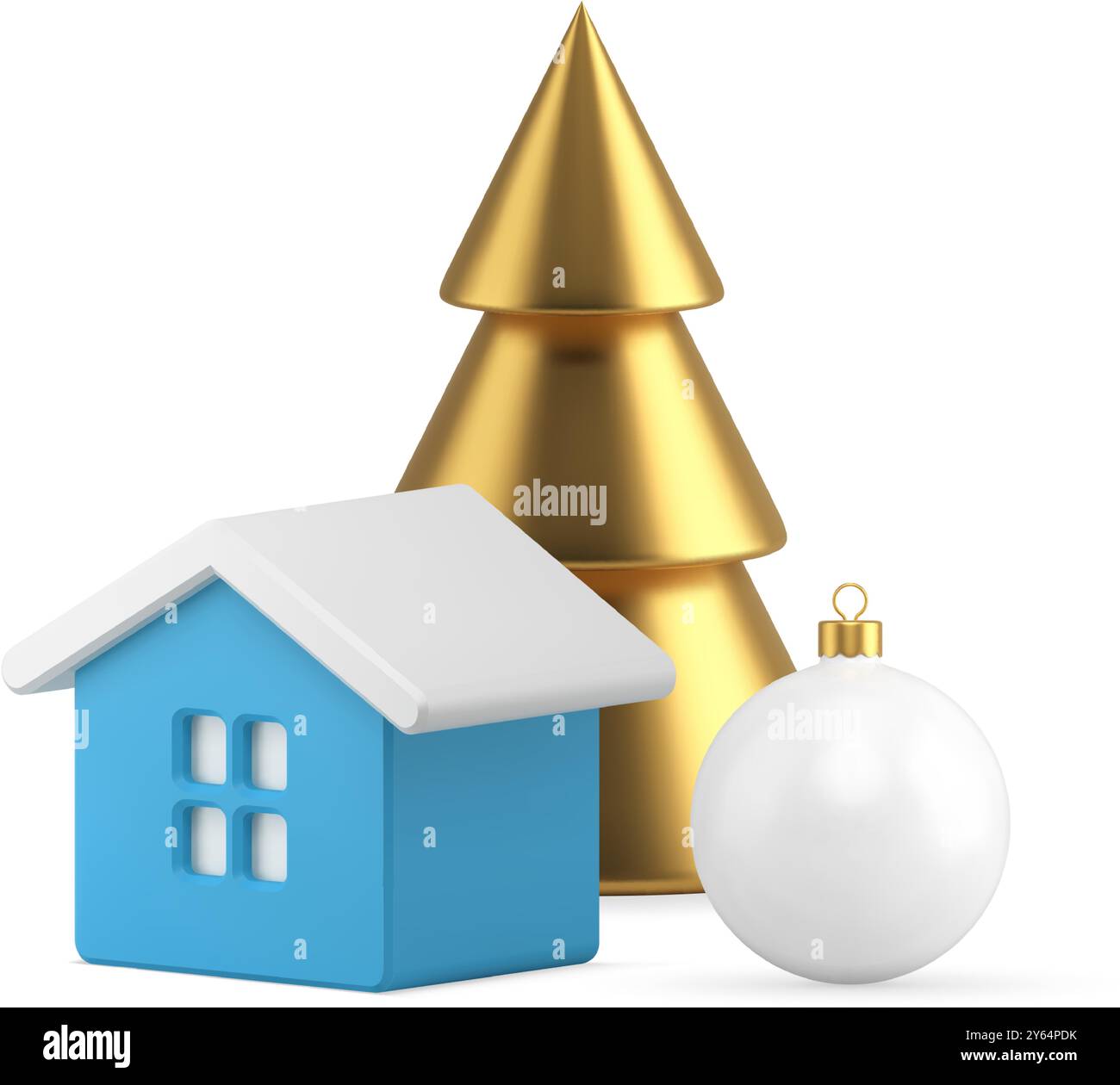 Traditional winter holiday bauble decor golden Christmas tree blue ...