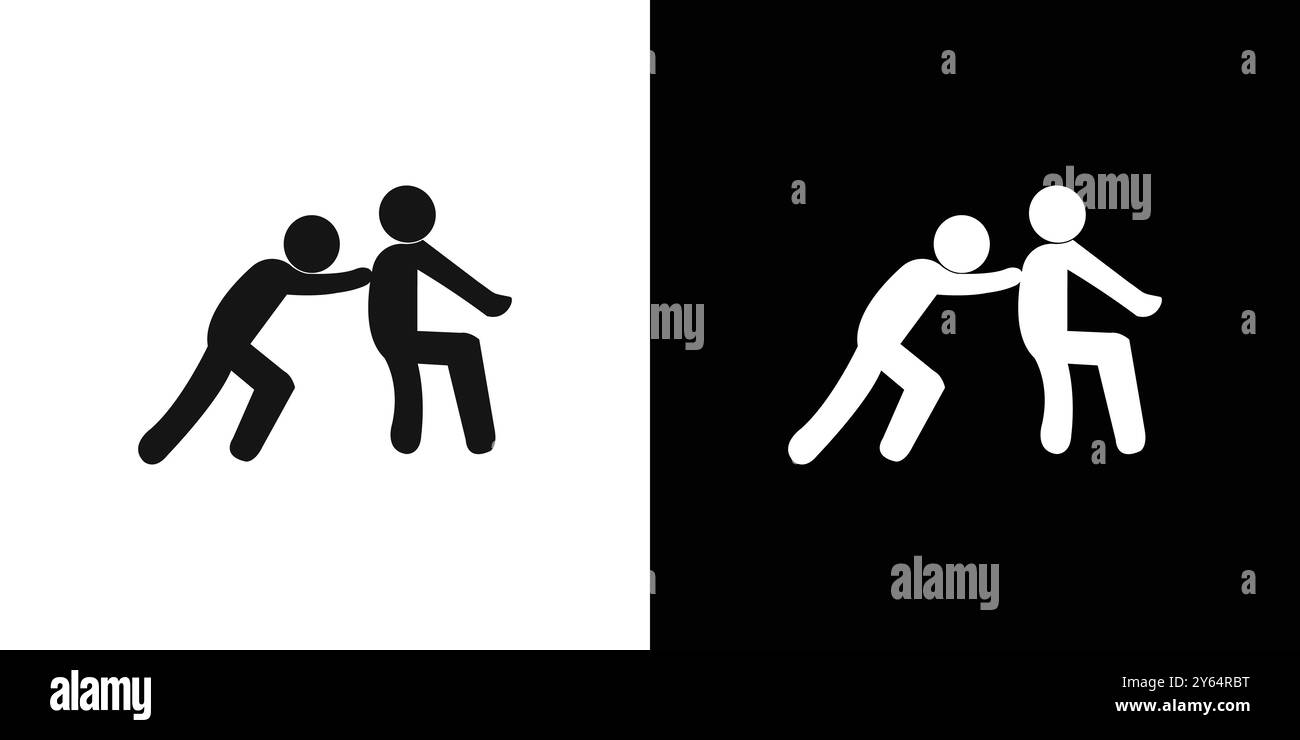 Man pushing another person icon linear vector graphics sign or symbol ...