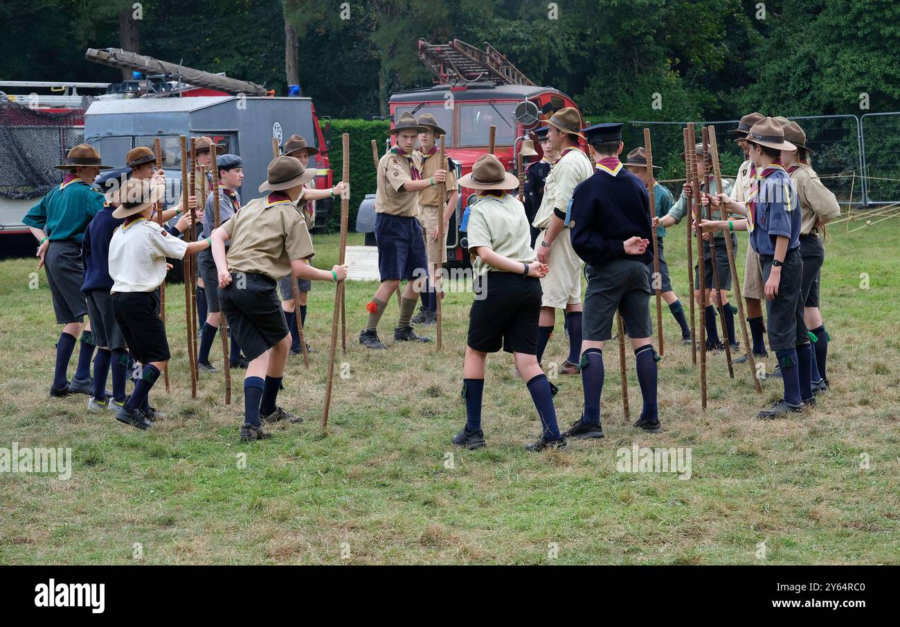 boy scouts at forties weekend, holt railway station, north norfolk ...