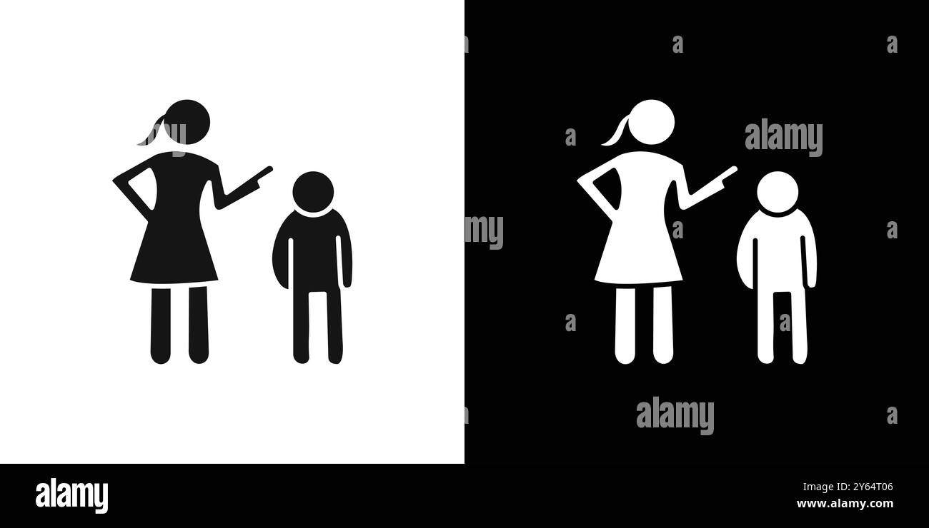 Parents scolding child icon linear vector graphics sign or symbol set for web app ui Stock ...
