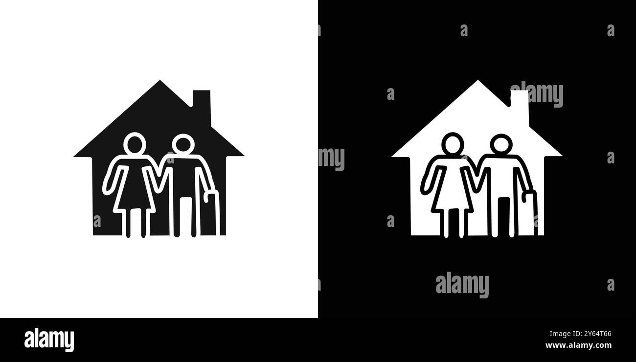 Retirement home icon linear vector graphics sign or symbol set for web ...