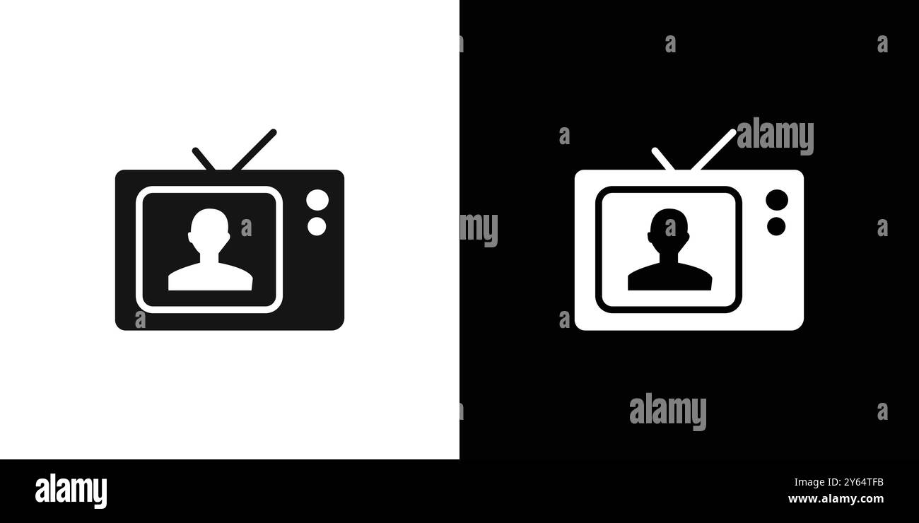 News presenter on TV Show icon linear vector graphics sign or symbol ...