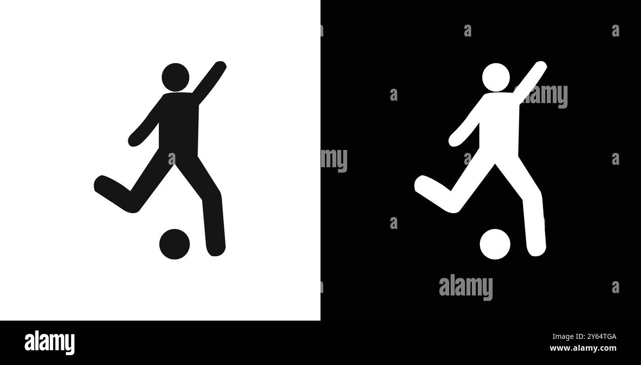 Soccer player with ball icon linear vector graphics sign or symbol set for web app ui Stock ...