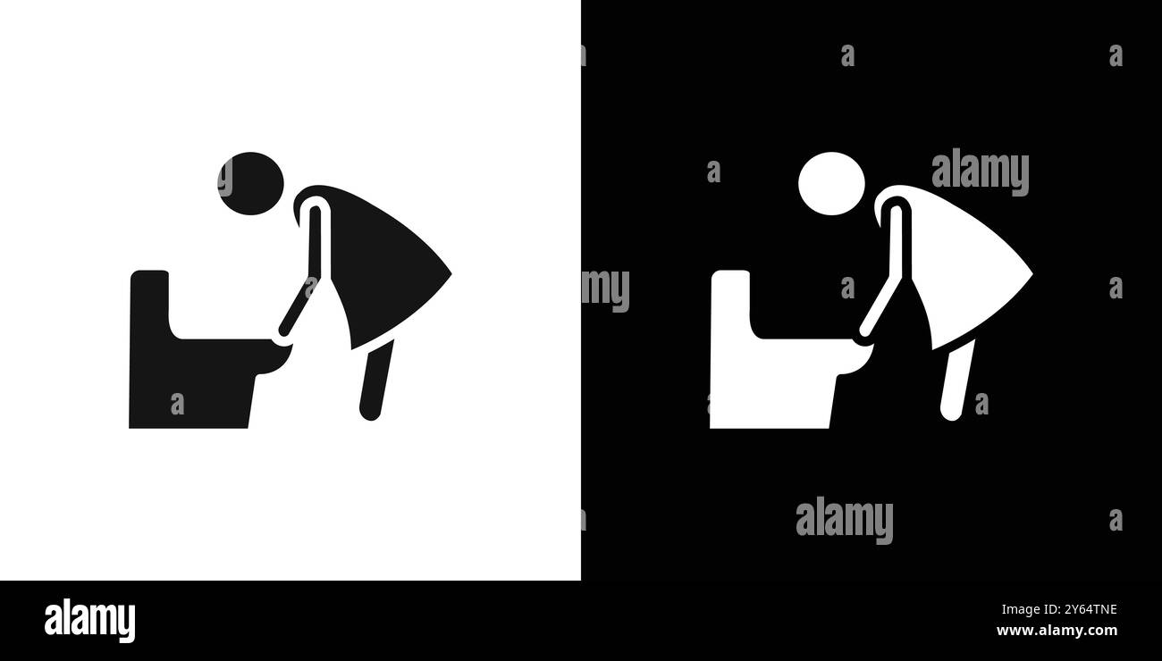 vomiting in bathroom icon linear vector graphics sign or symbol set for ...
