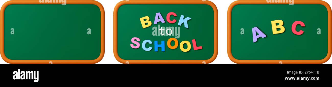 Isolated 3s blackboard. School empty blackboards with back to school ...