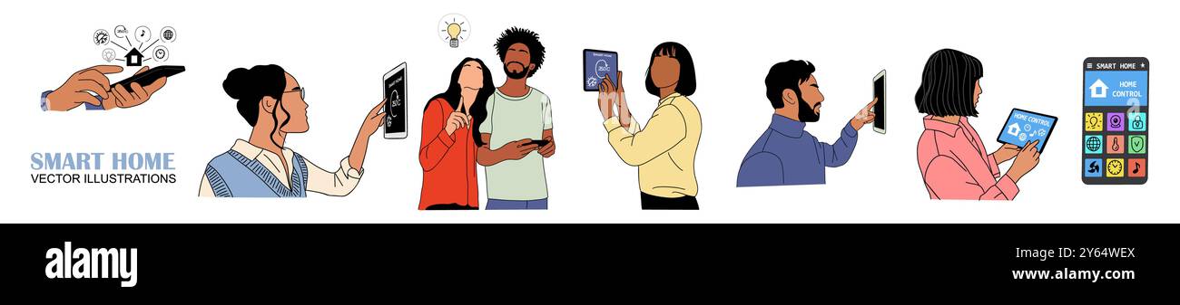 People using smart home control panel isolated Stock Vector Image & Art ...