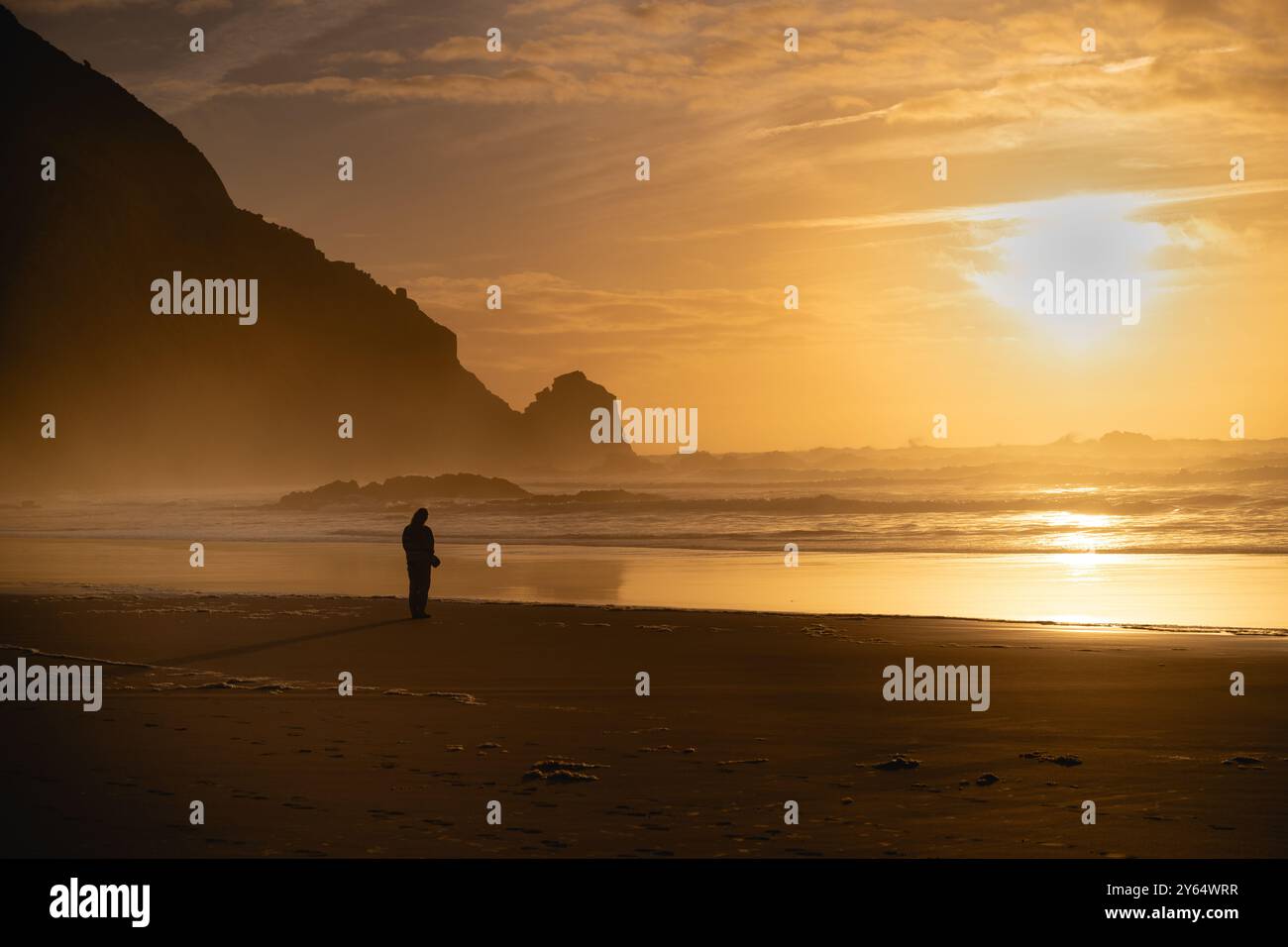 Golden hours beach Scene Stock Photo - Alamy