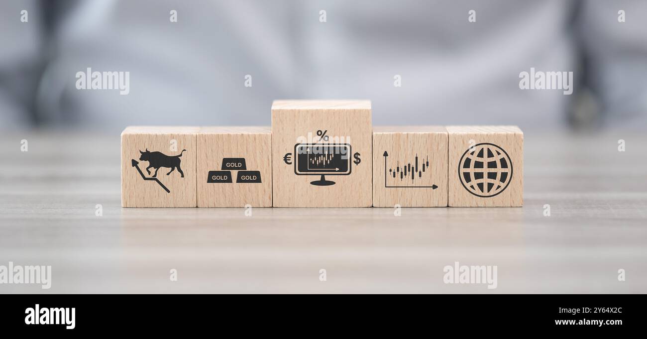 Wooden blocks with symbol of stock exchange concept Stock Photo - Alamy