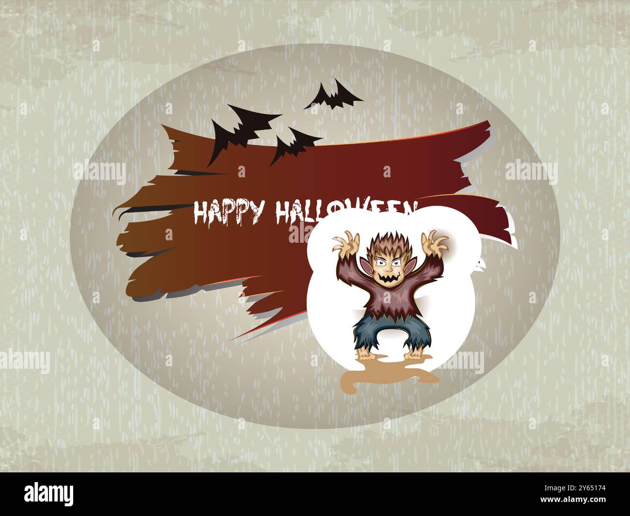 A cartoonish drawing of a man holding a sign that says Happy Halloween ...