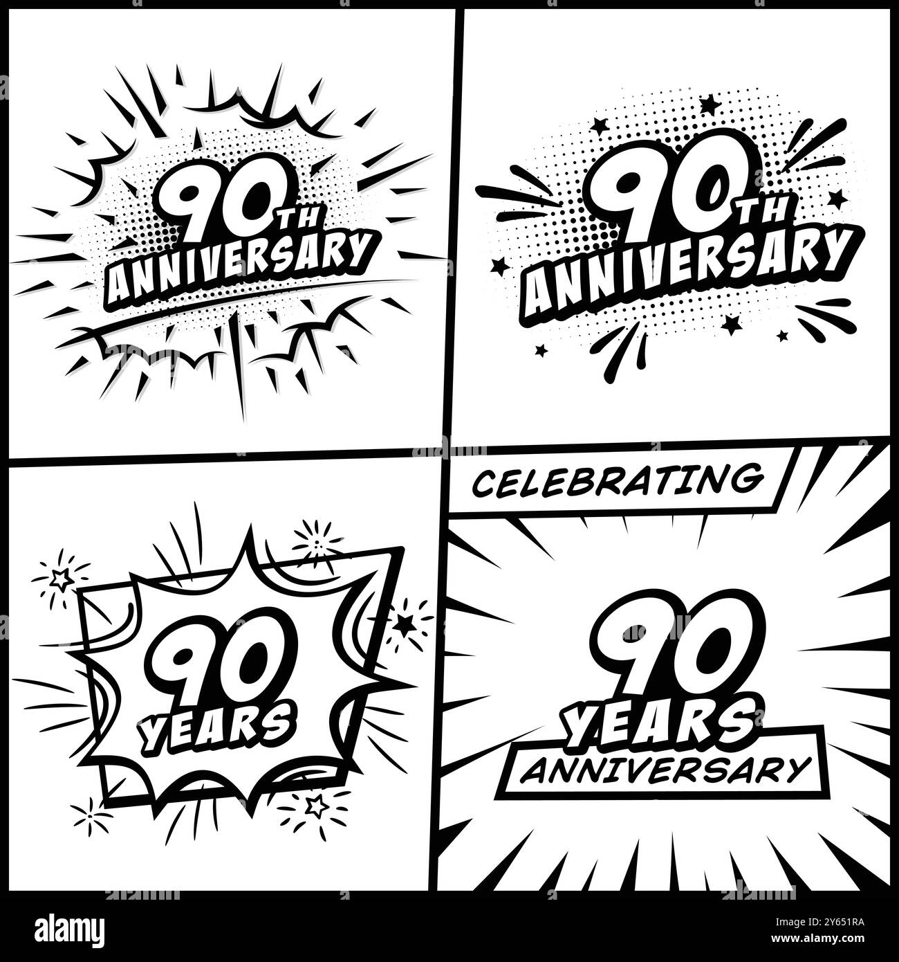 90 years anniversary logo collection. 90th years anniversary ...
