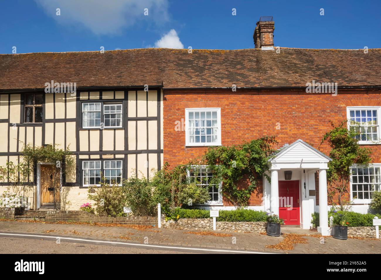 England, Kent, Elham Valley, Elham Village, Colourful Houses in the ...