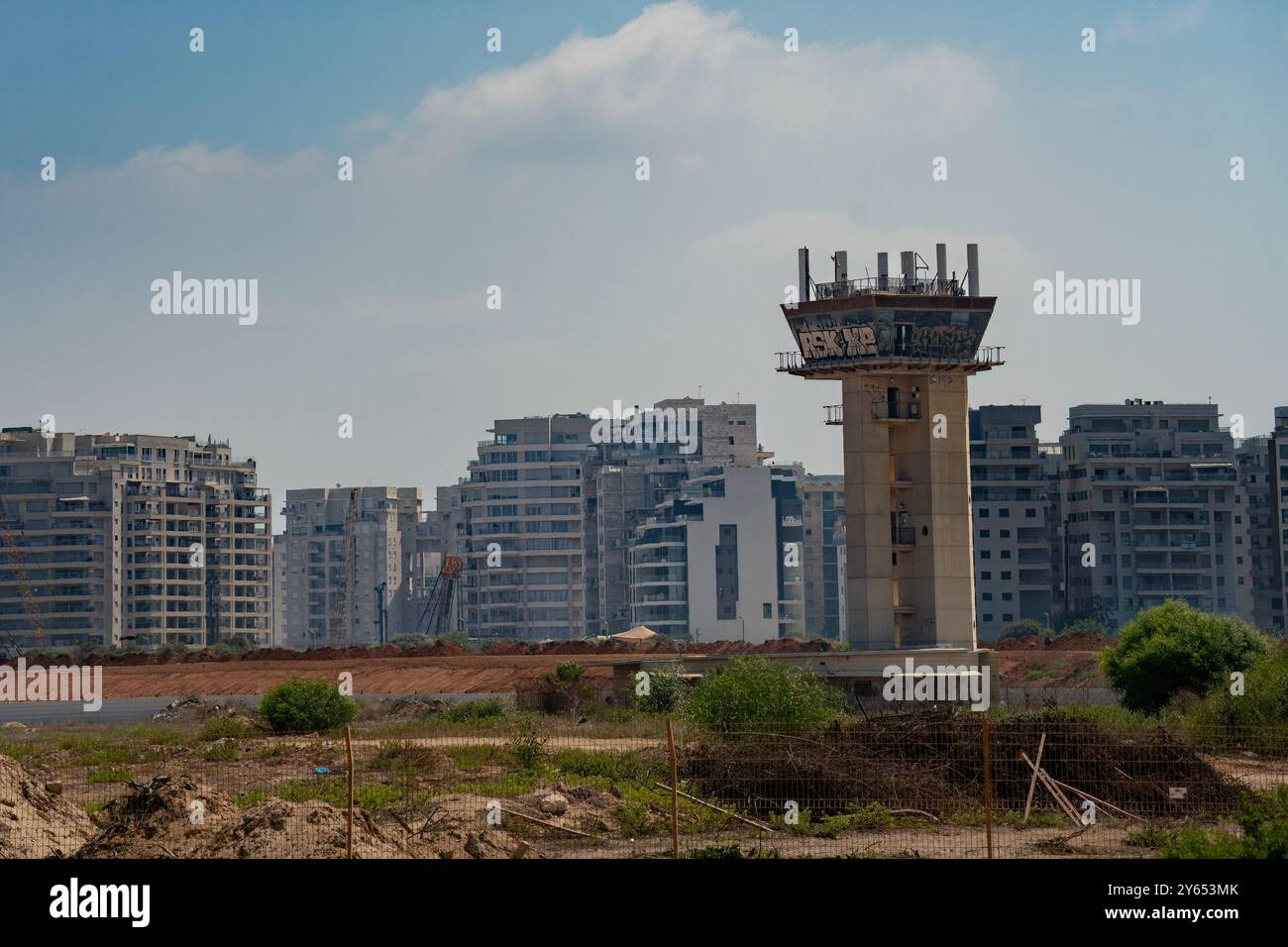 Tel Aviv, Israel - July 20, 2024: The corrupted control tower is what's ...