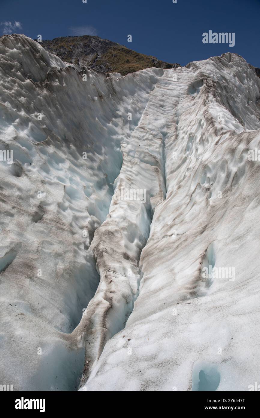 Tall thick ice cliffs seen from within Franz Josef glacier Stock Photo ...