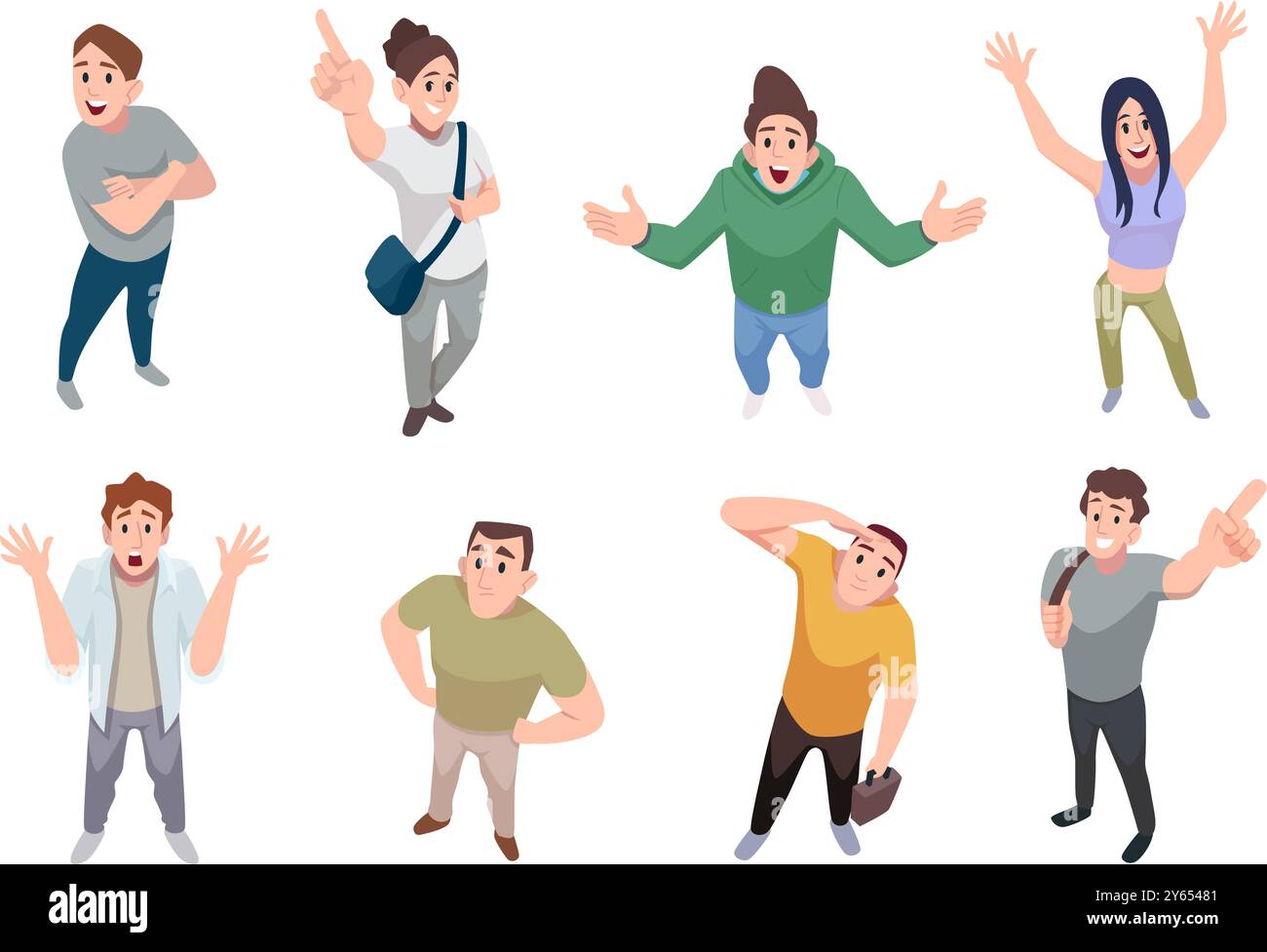 People top view. Characters watching and top pointing exact vector ...