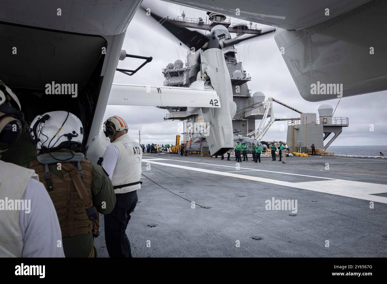 ATLANTIC OCEAN (Sept. 19, 2024) C Sailors assigned to the worldÕs largest aircraft carrier, USS ...