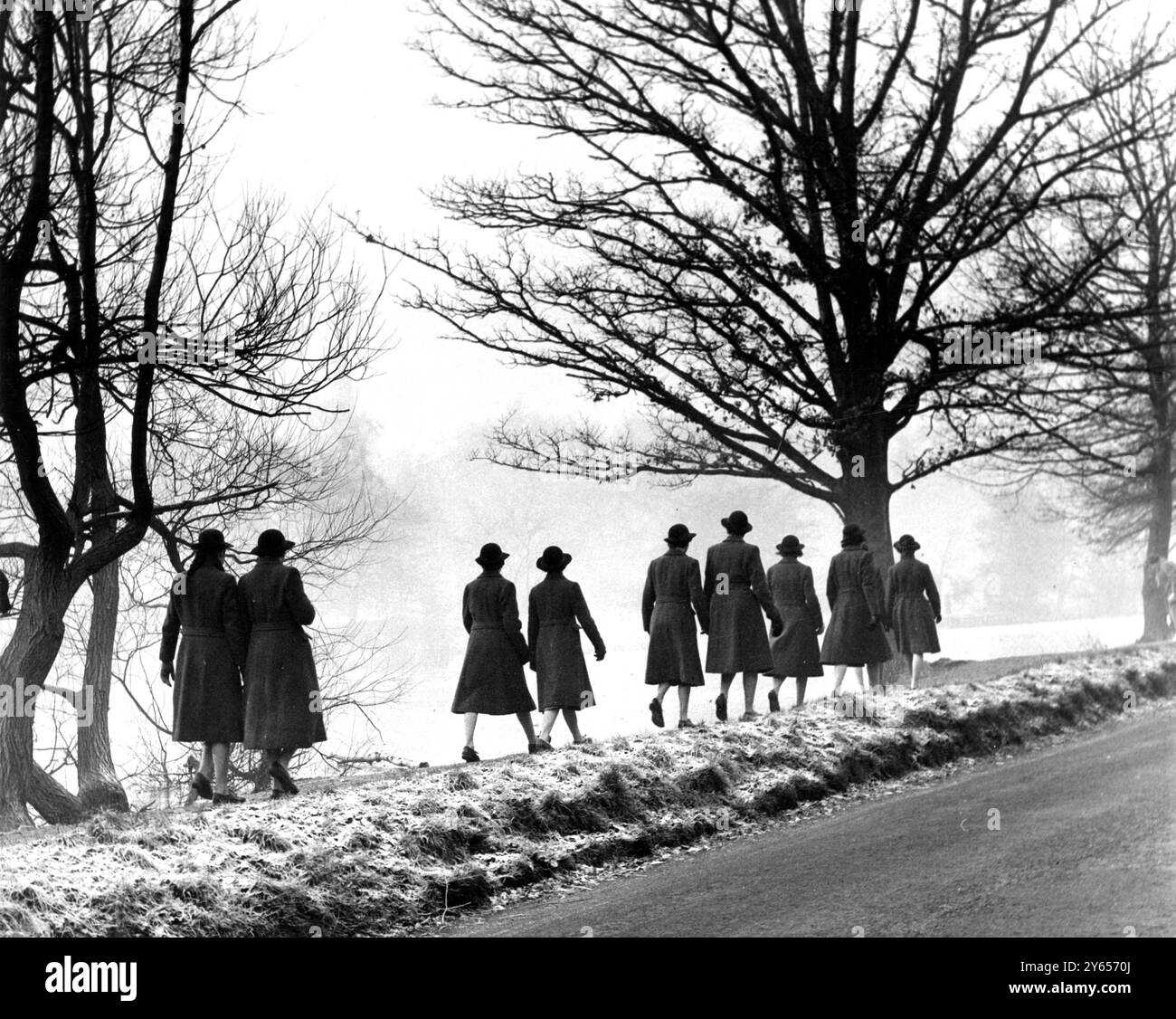 Girls from the Farrington School , Chislehurst , Kent , out for a walk ...
