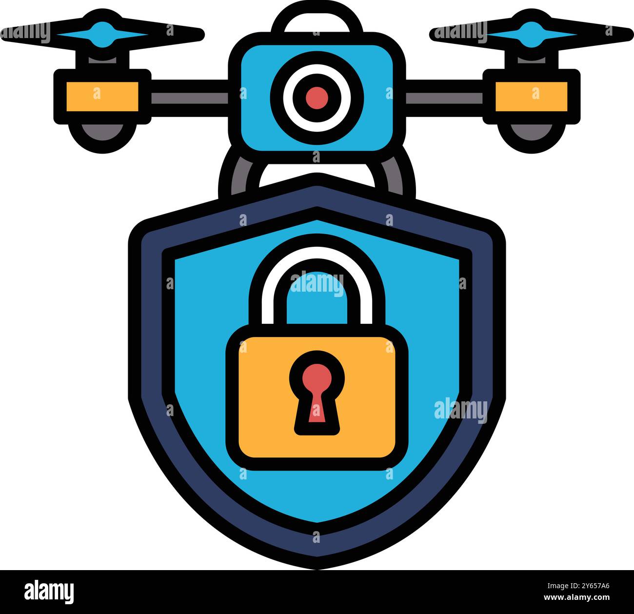 A blue and yellow shield with a keyhole in the middle. The shield is a ...