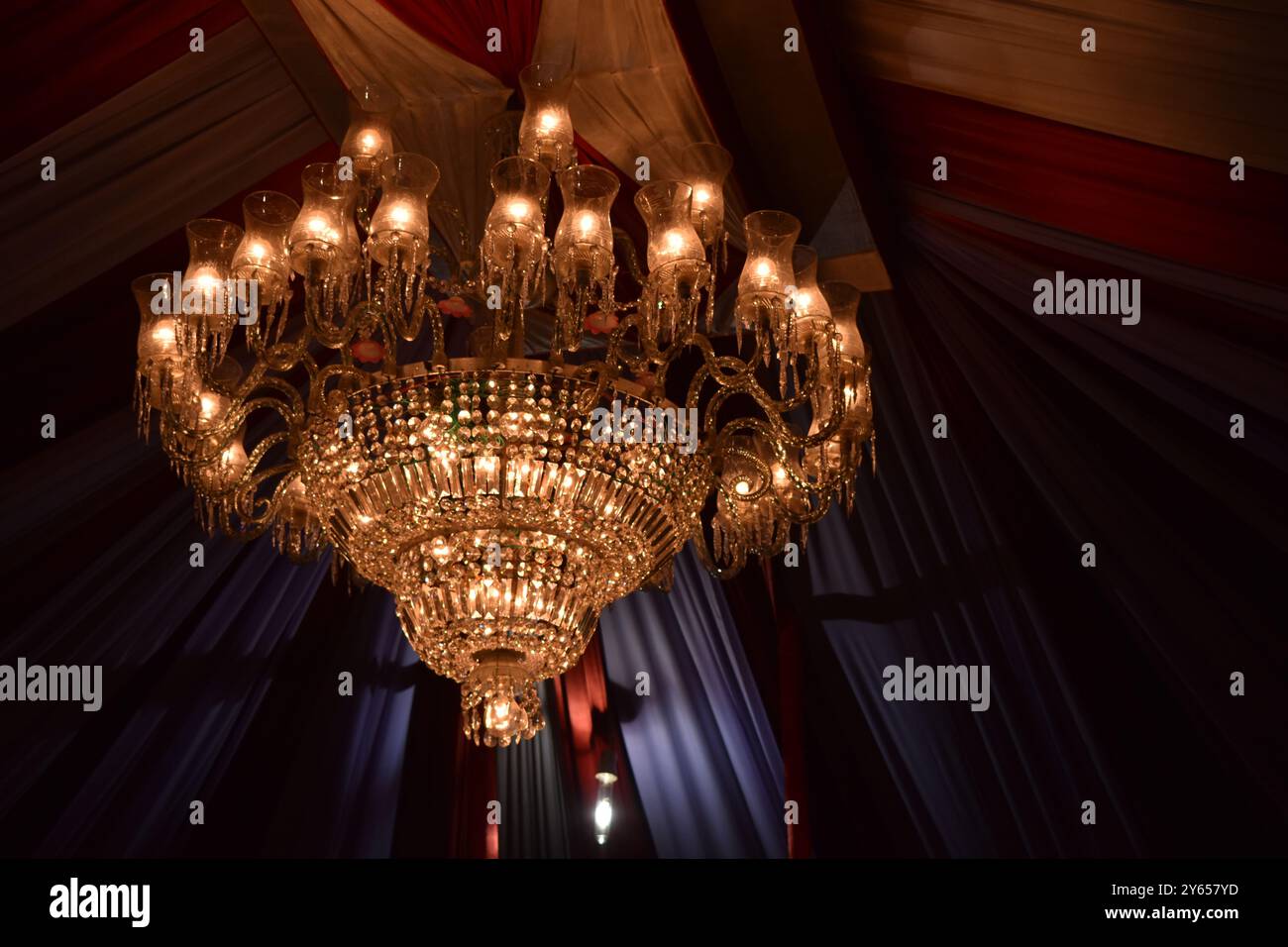 Event Setup Flower Lights Jhar Decoration Sofaset Hanging Lights Stock ...