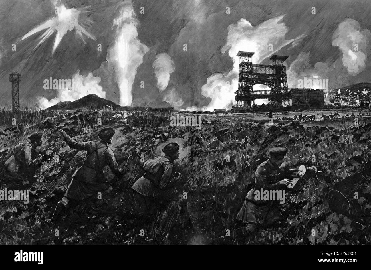 Scouting to see which parts of the Germantrenches had suffered most ...