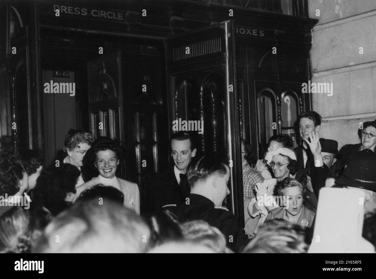 Famous Hollywood star , Katharine Hepburn smiles as she leaves the New ...