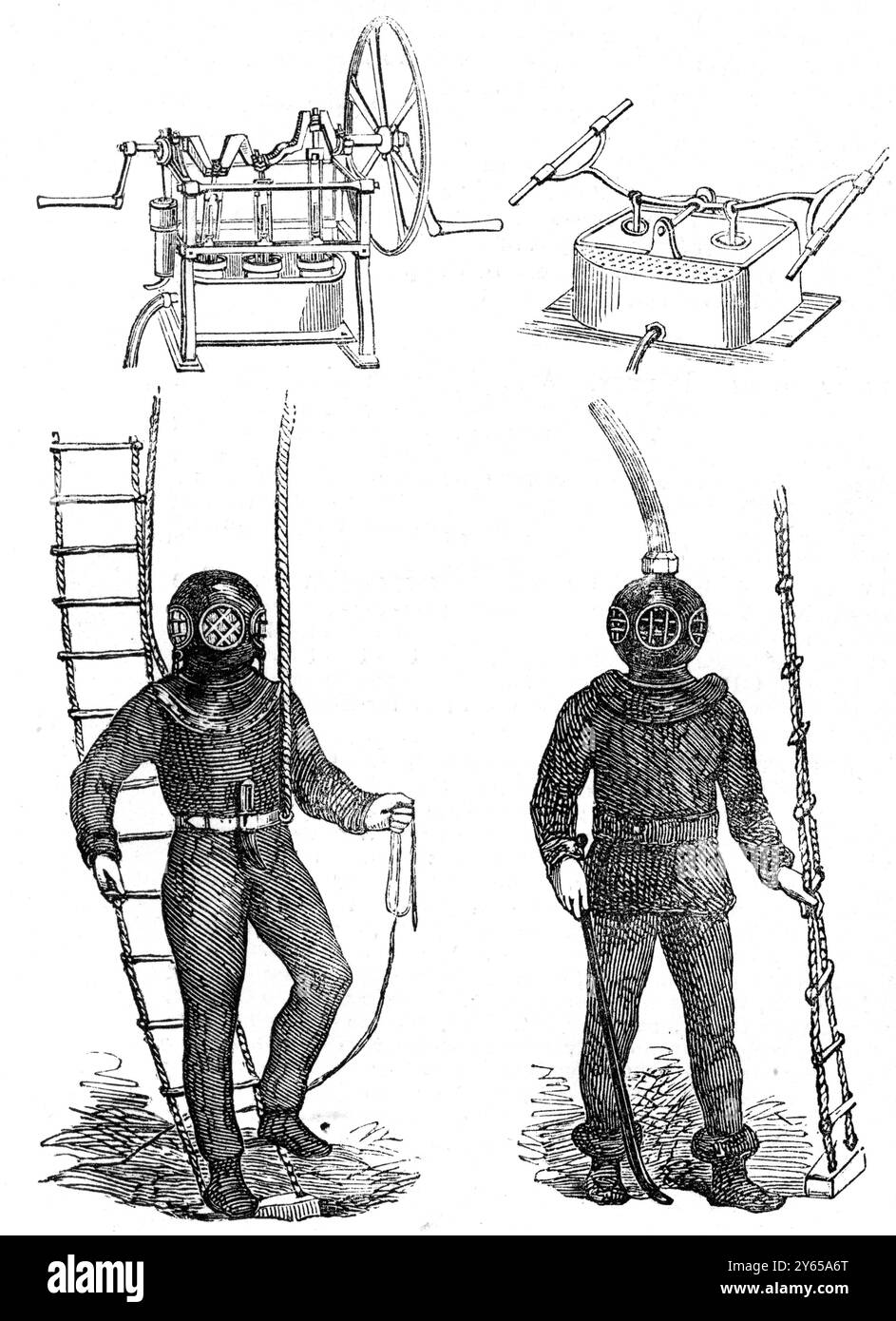 New diving suits tested in the Seine , paris Left. Augustus Siebe 's ...