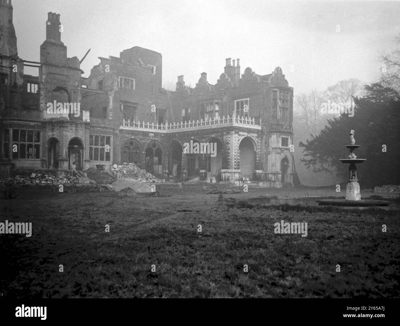 View of Holland House ruins , after being bombed during the Blitz of ...