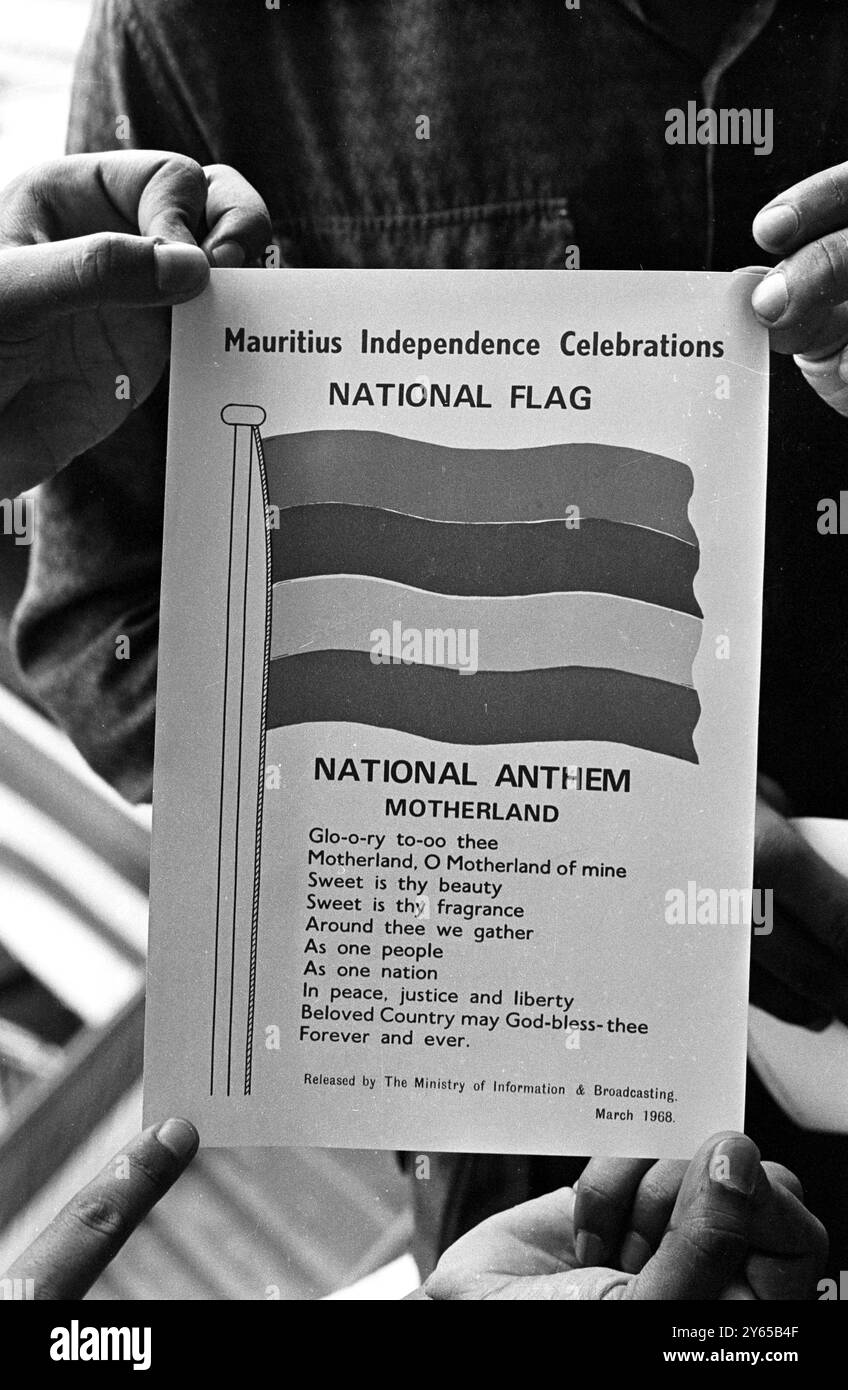 Independence for Mauritius The National Flag and National Anthem of the ...