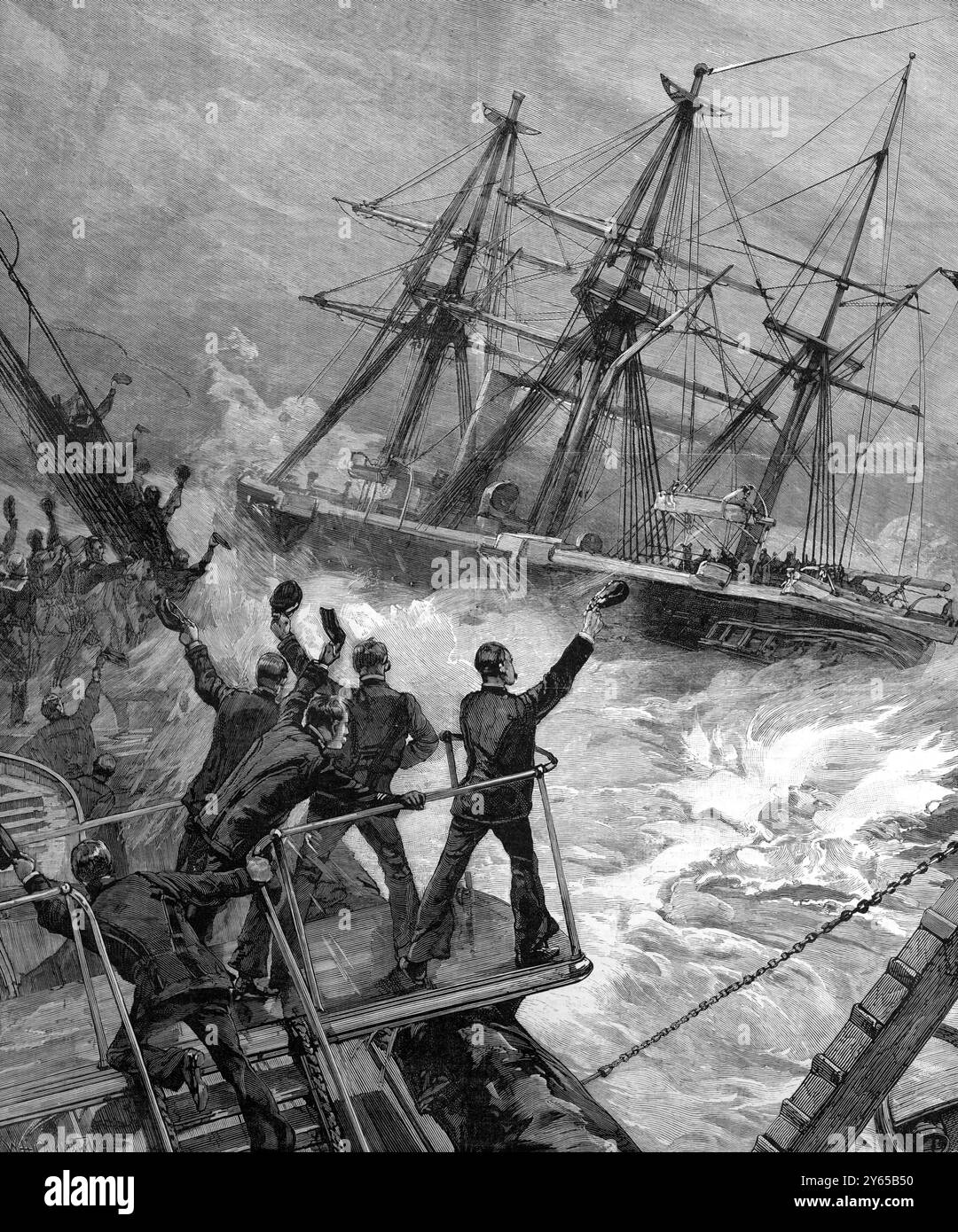 The disastrous hurricane in Samoa ; crew of the American ship , USS ...