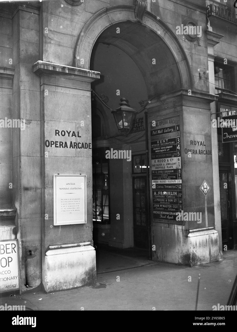 London ; The Royal Opera Arcade , Pall Mall , London . An outside ...