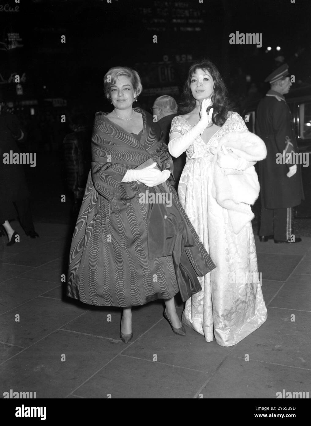 French film actress's Simone Signoret (left) and Juliette Greco arrive ...