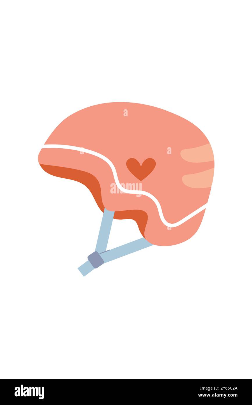 Cute female helmet with heart, illustration on white background. Vector ...