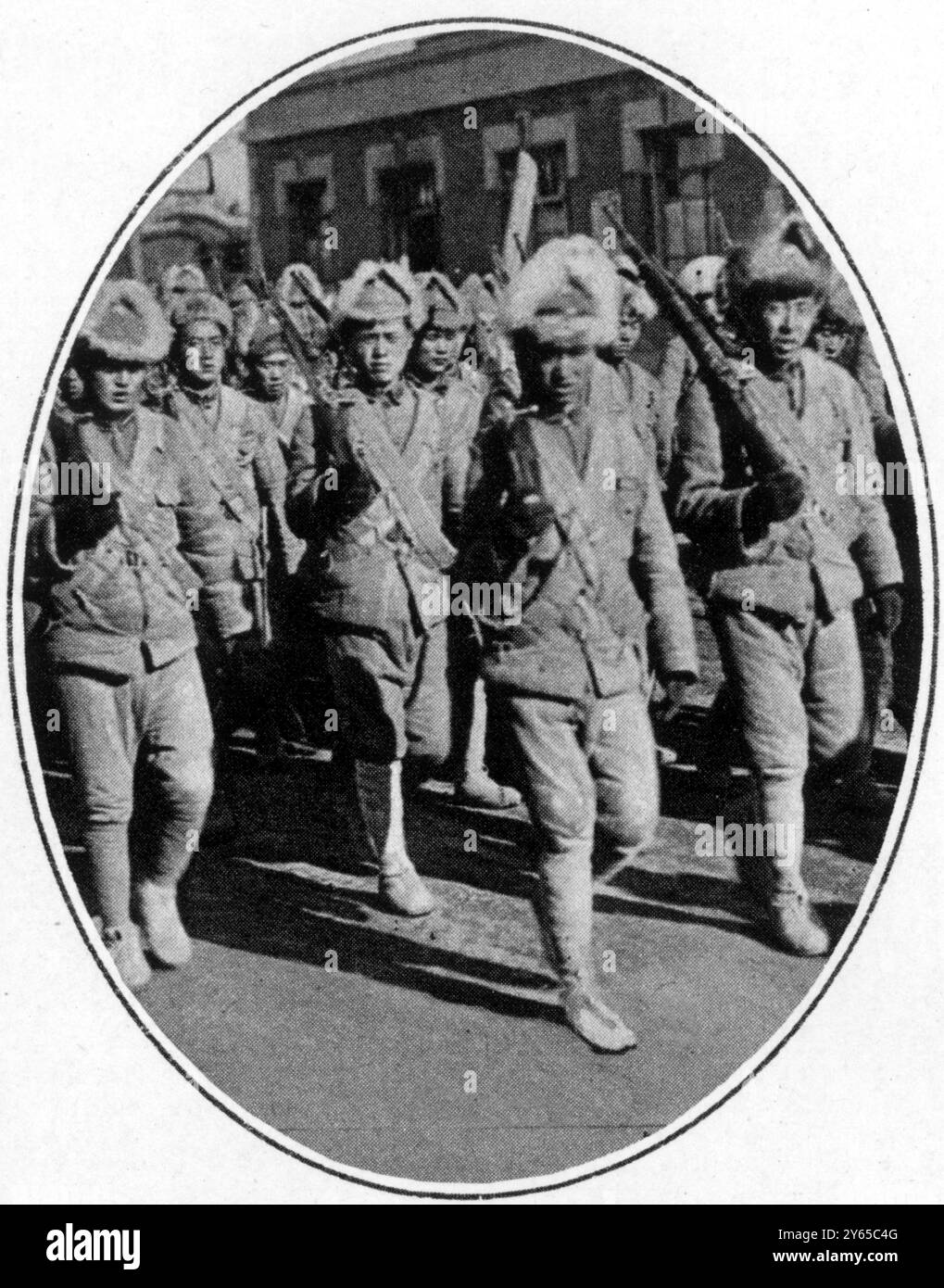 On the march to their advanced posts at Chinchow : Some typical ...