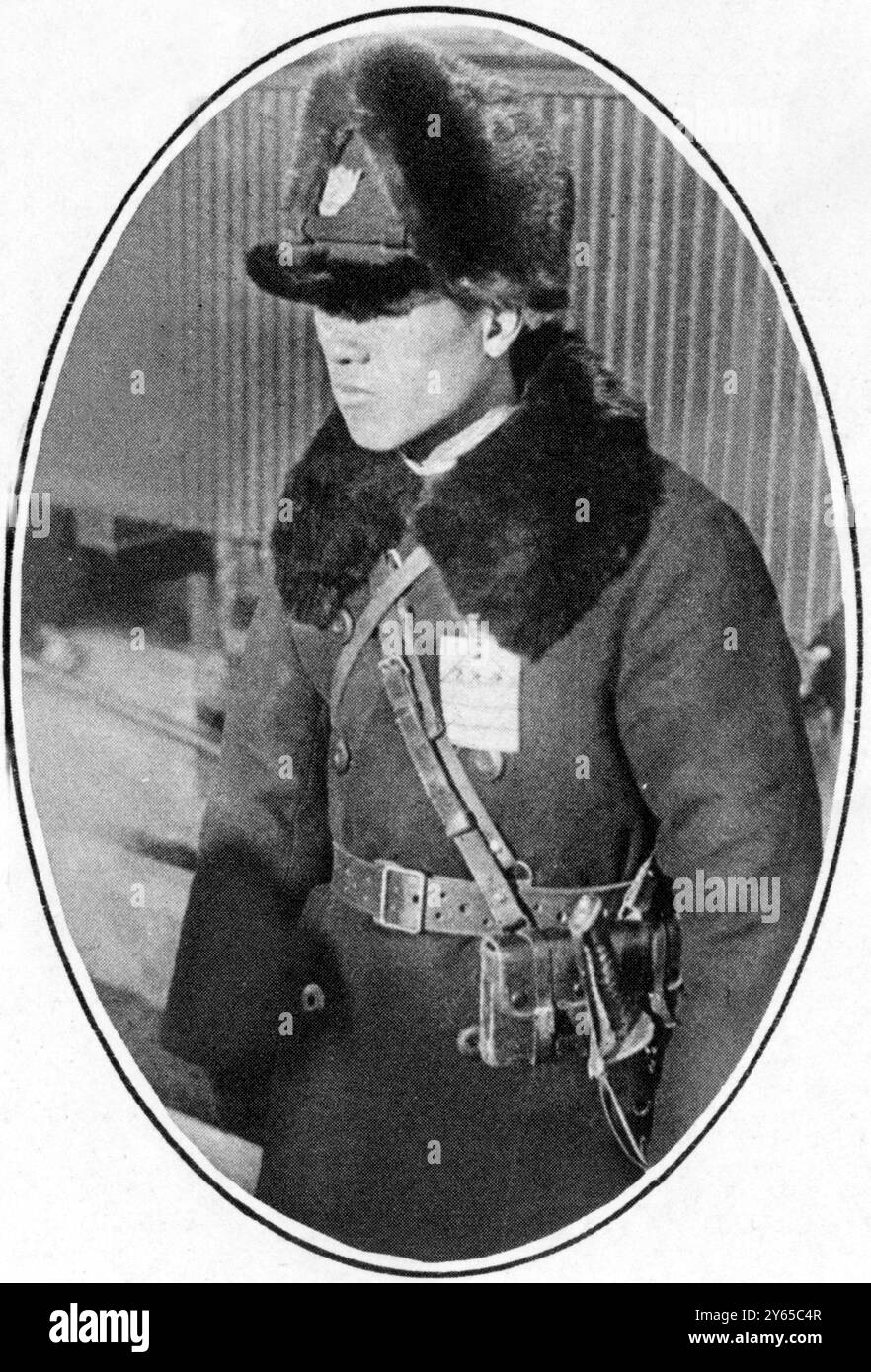 Chinese protection for the Japanese special train ; A sentry on duty ...