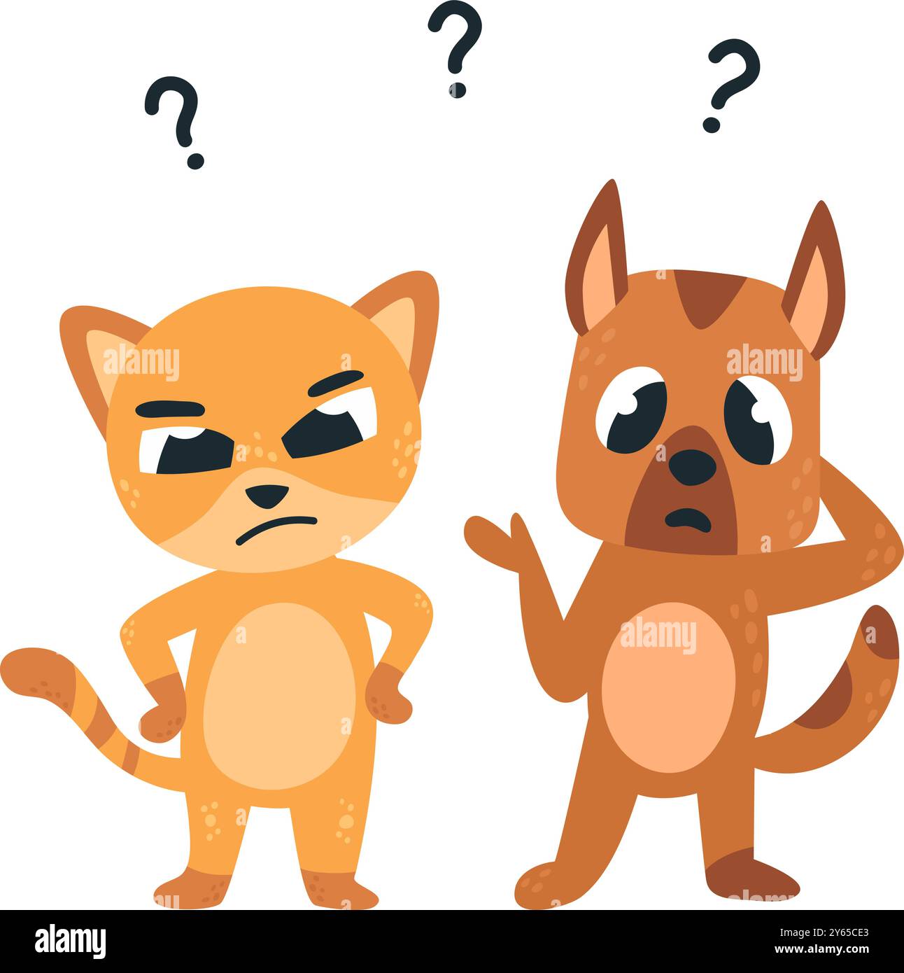 Animals solve problems. Funny cat and dog thinking together, have ...