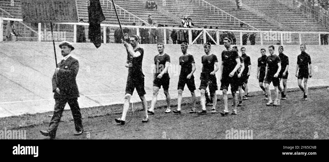 Opening Ceremony of the 1908 Olympic Games showing the diverse costumes ...