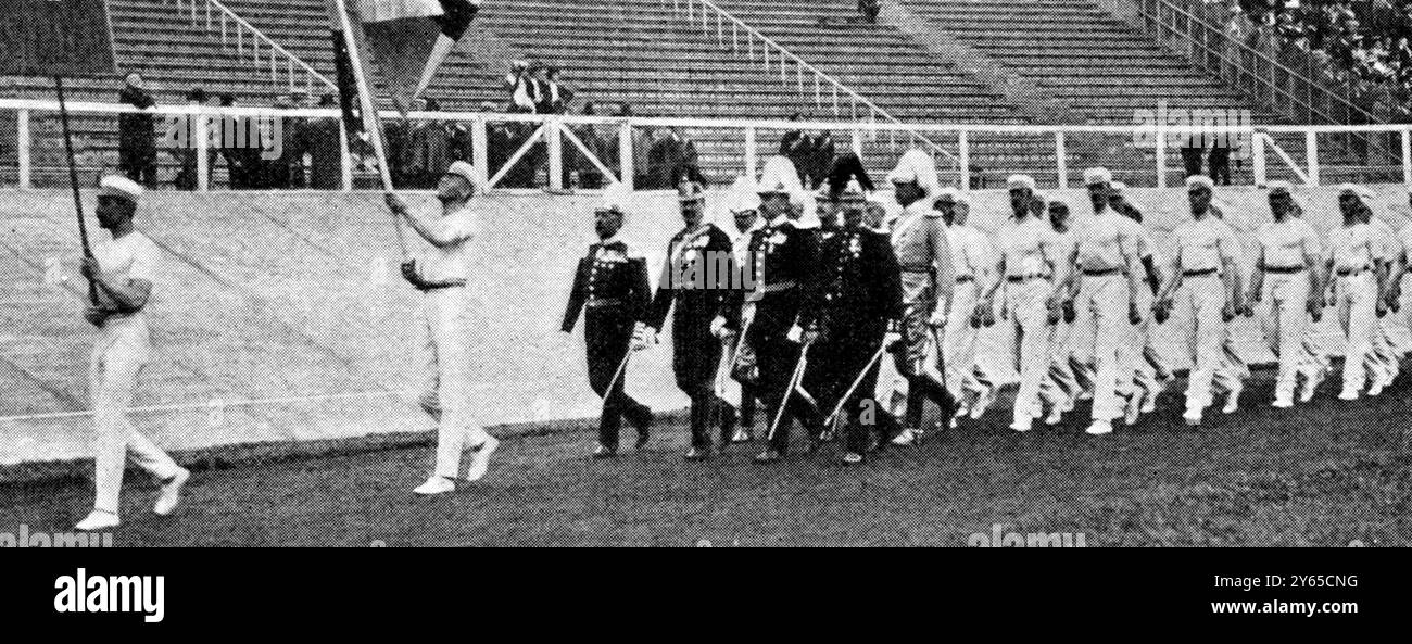 Opening Ceremony of the 1908 Olympic Games showing the diverse costumes ...