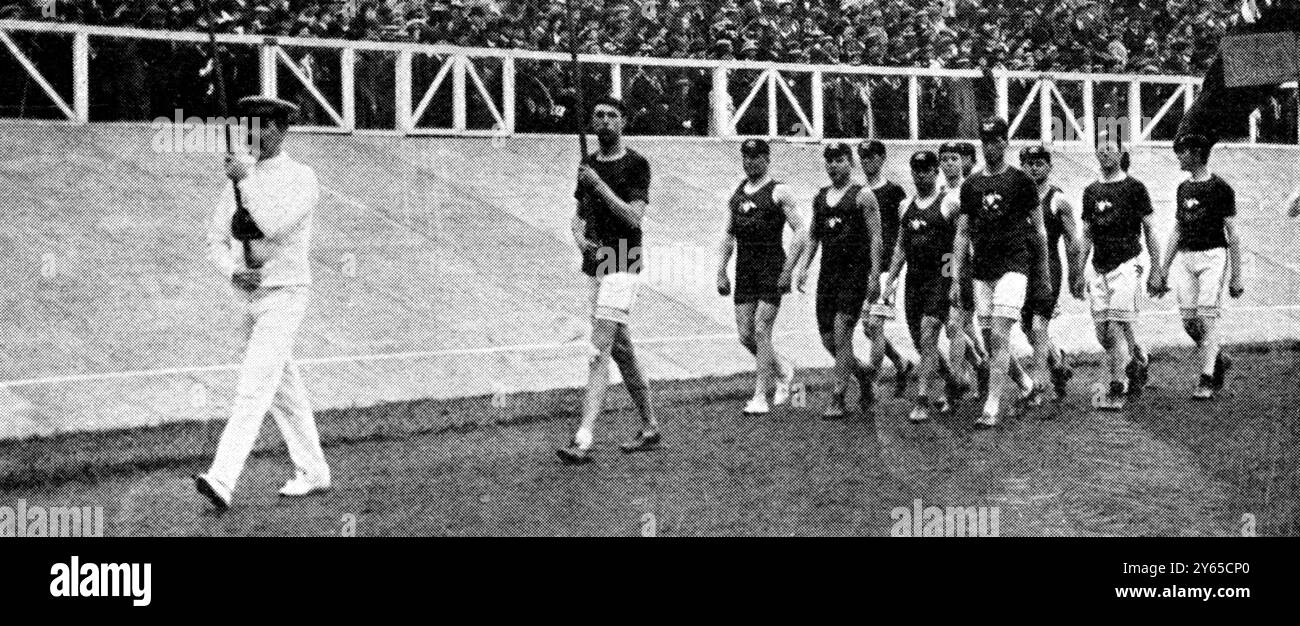 Opening Ceremony of the 1908 Olympic Games showing the diverse costumes ...