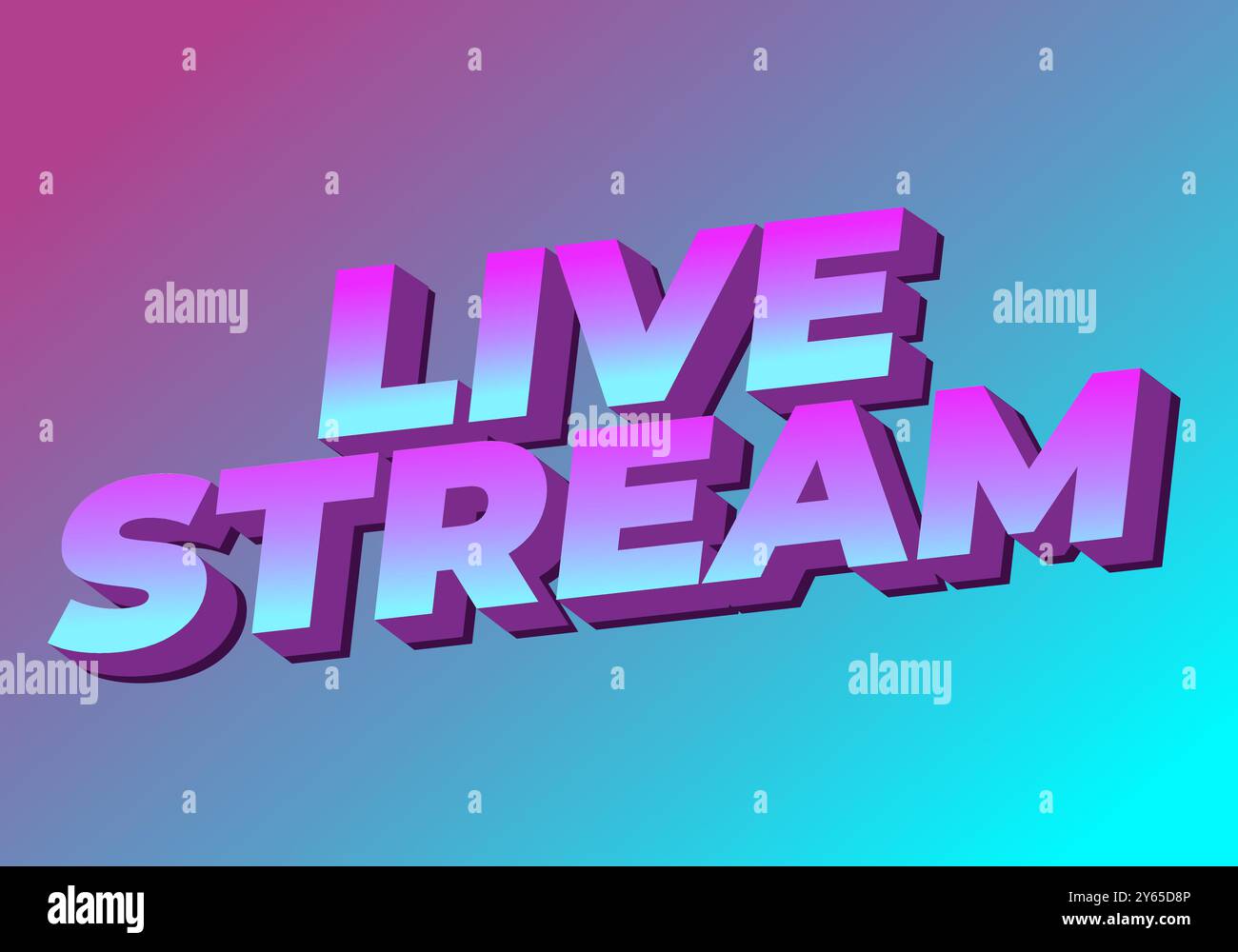 Live stream. Text effect design in 3D style with modern colors Stock ...