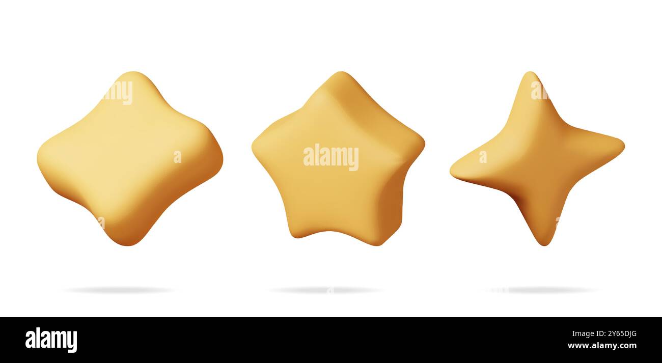 3D glossy yellow star in different shapes Stock Vector Image & Art - Alamy