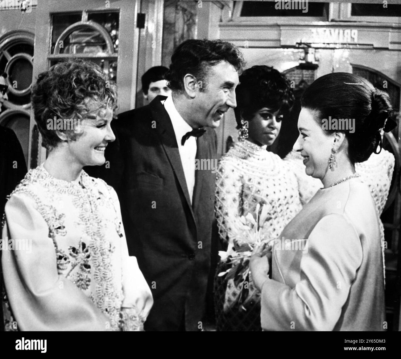 Princess Margaret (left) , chats to singer Petula Clark and the ...