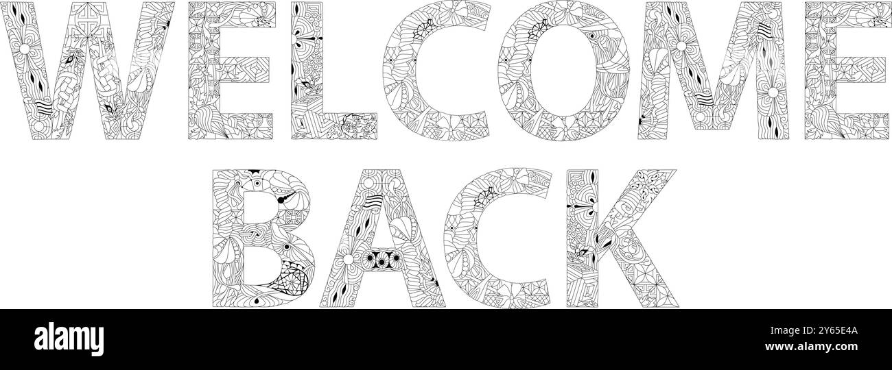 Hand-painted art design. Hand drawn illustration words WELCOME BACK for ...