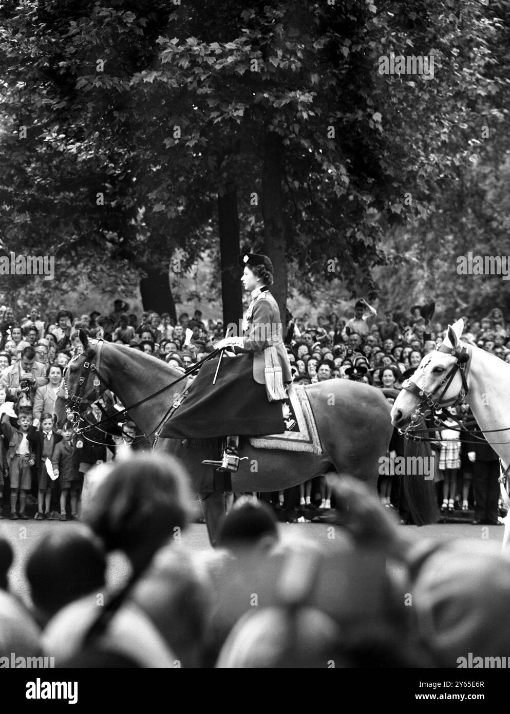 For the first time as Sovereign The Queen riding 'Winston' as she ...