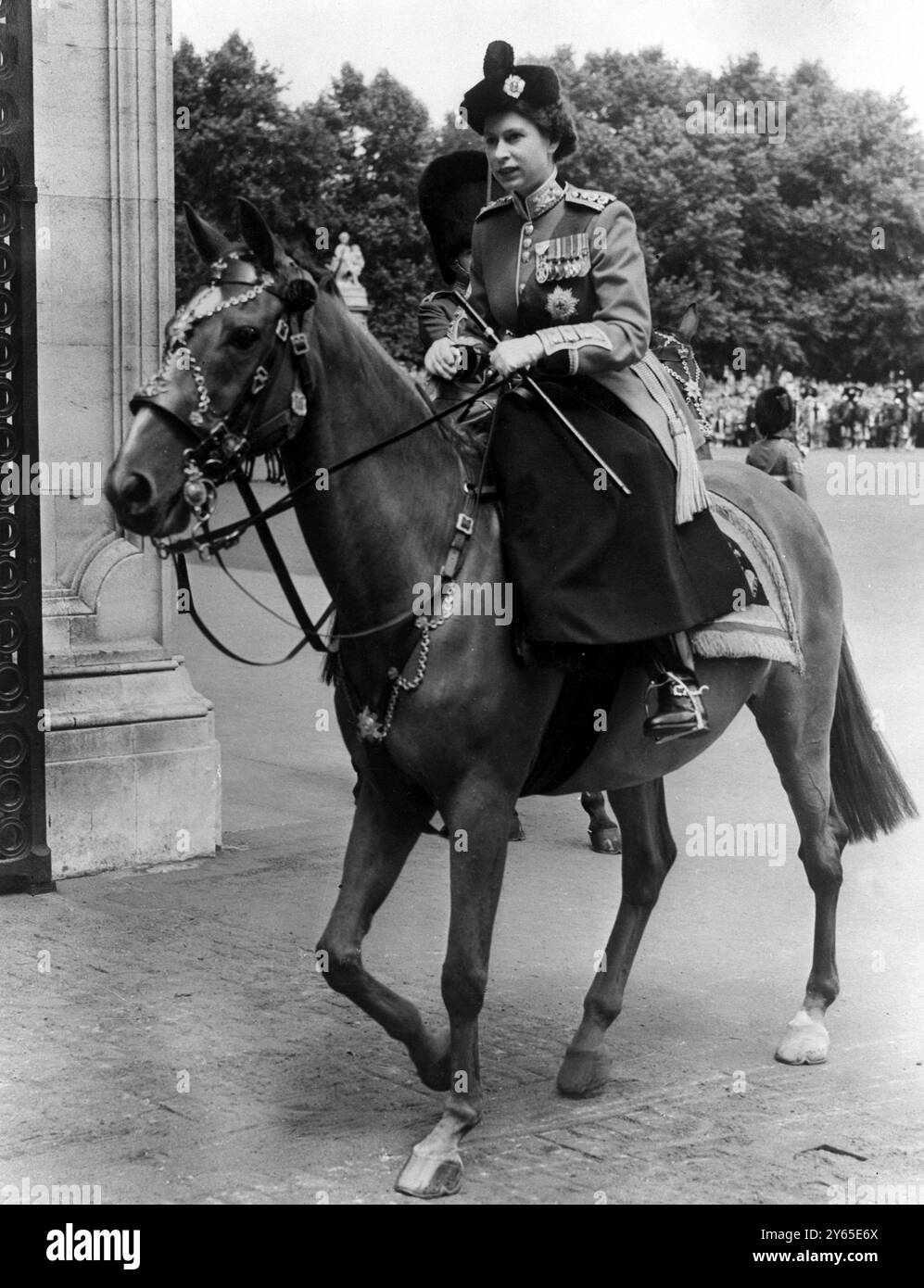 For the first time as Sovereign The Queen riding 'Winston' riding ...