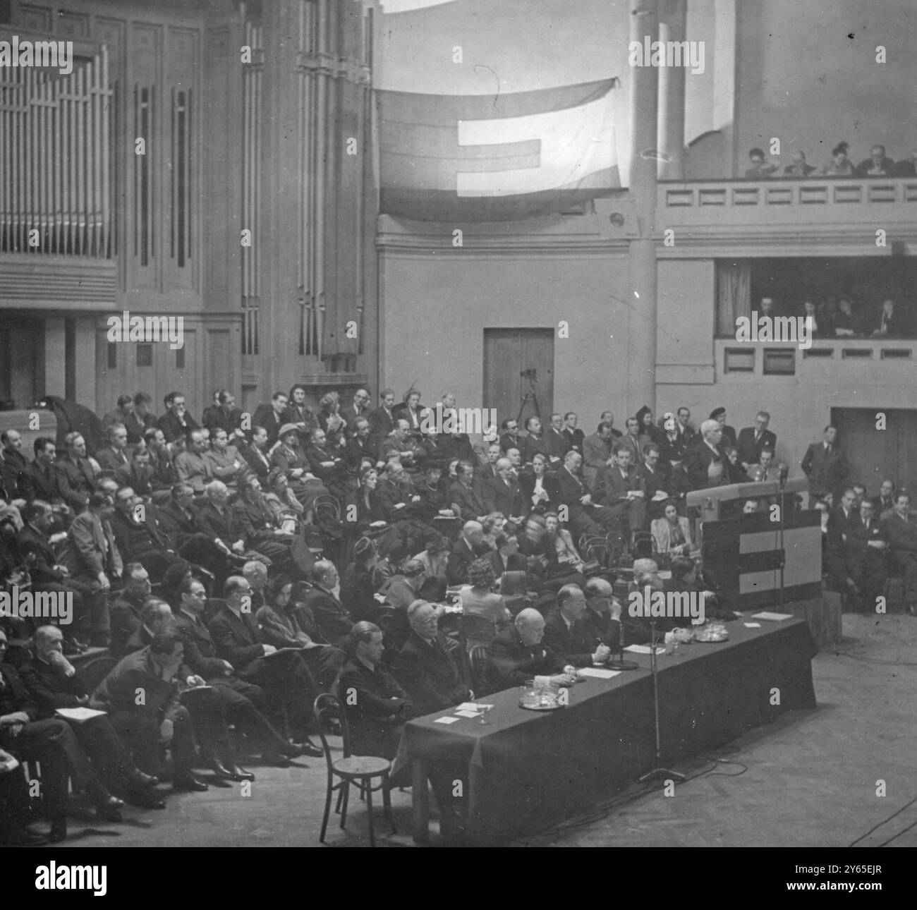 United Europe Meeting In Brussels The platform showing the speakers at ...