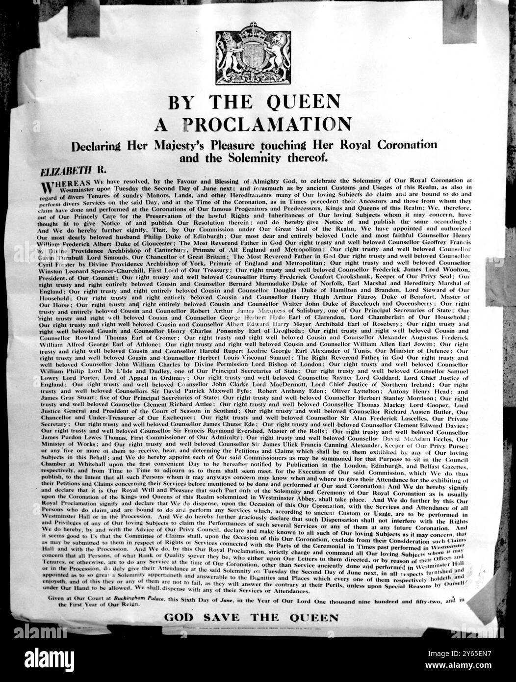 The Proclamation by Queen Elizabeth II announcing Her Royal Coronation ...
