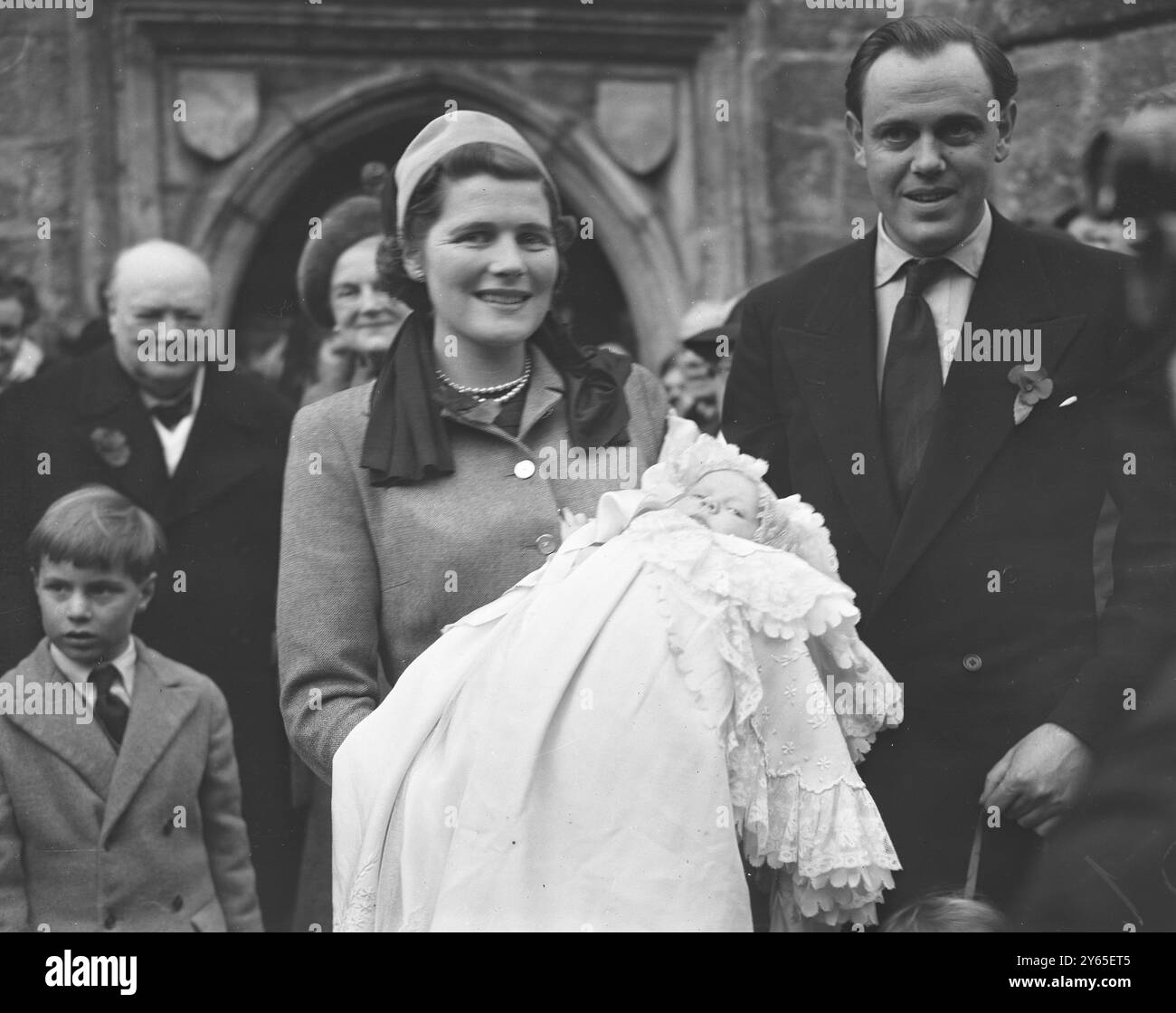 Mr and Mrs Winston Churchill at The Christening of Their Grandchild Mr ...