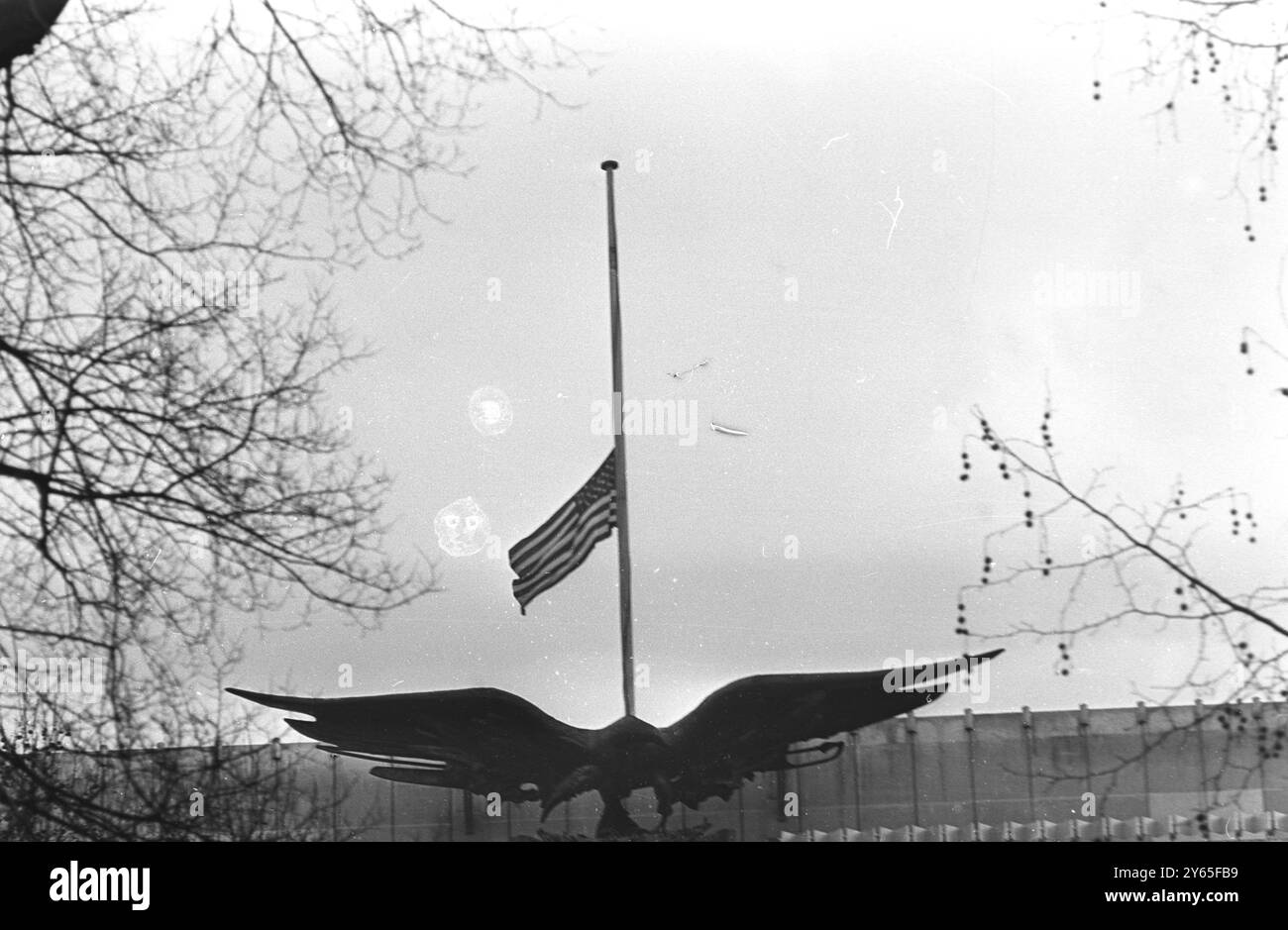 United States Tribute The Stars and Stripes flies half mast atop the ...