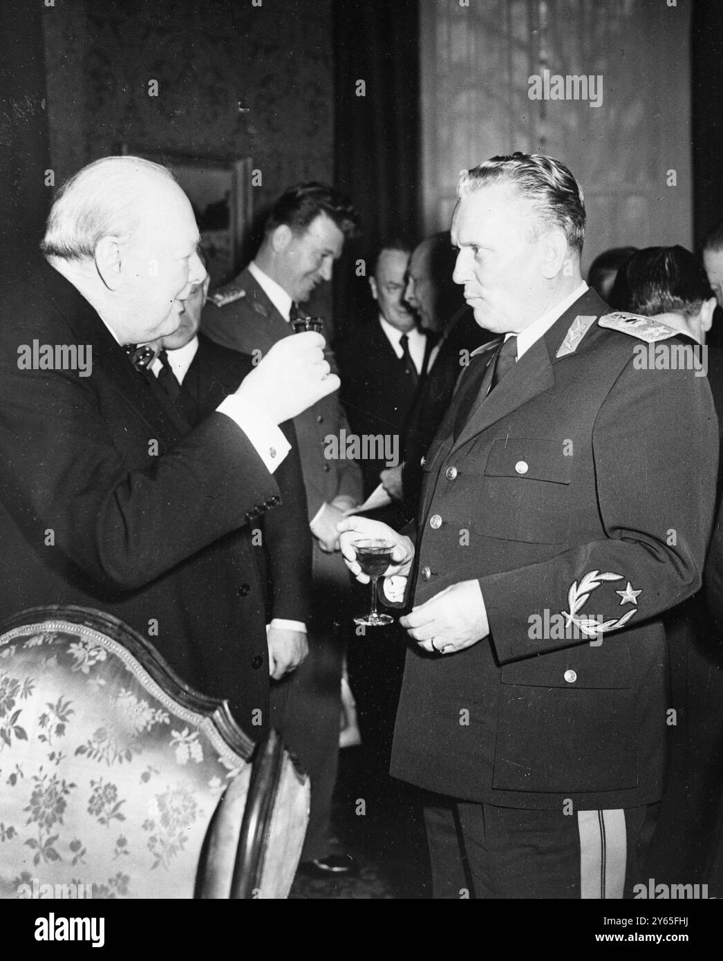 Churchill and Eden At Yugoslav Embassy. Mr Churchill and Mr Eden were ...