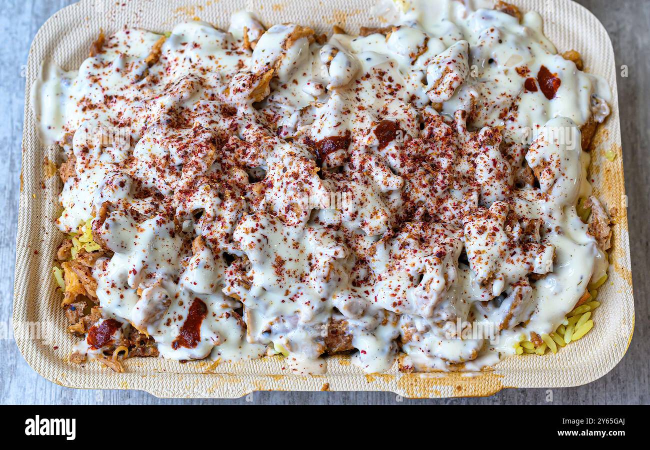 Serving size of "Chicken on the Rocks," a traditional chicken shawarma ...